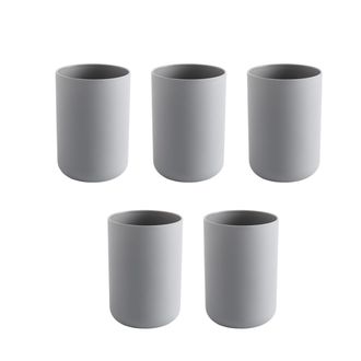 NUOBESTY 5 St&uuml;ck-Pack Zahnb&uuml;rstenbecher aus Robustem Kunststoff Grau Leichter Zahnputzbecher f&uuml;r Badezimmer und Reisen Multifunktional als Mundwasser oder Trin