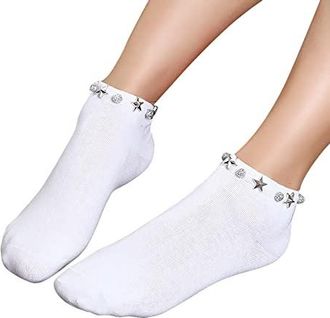 Generic Chaussettes à crampons pour femme - Chaussettes pour femme - Chaussettes pour femme - Chaussettes avec surpiqûres dorteils, blanc, Taille unique