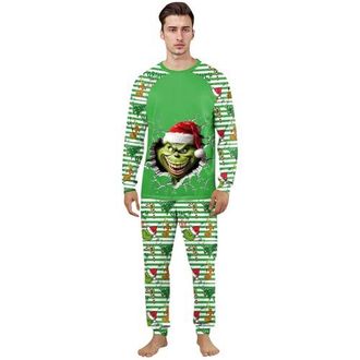 Generic Le Grinch Pyjama Noel Famille De Grinch Pull Deguisement The Assorti Femme Adulte Homme Ensembles Vetement Chaud Et Doux Enfant Costume Garcon Ensembl