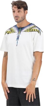 Marcelo Burlon Homme, Tops, Blanc, Taille: XL T-shirt à manches courtes avec impression dailes colorées