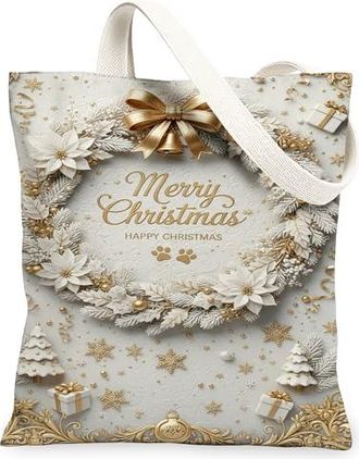 Generic Sacs fourre-tout vintage &eacute;l&eacute;gants en toile, motif couronne de vacances, sacs d&eacute;picerie r&eacute;utilisables, sacs d&eacute;picerie floraux, l&eacute;gers et lavables, dor&eacute;