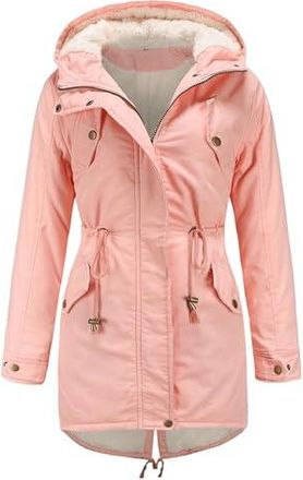 Generic Parka dhiver &agrave; capuche pour femme - Coupe ajust&eacute;e - Doudoune chaude doubl&eacute;e Sherpa - Manteau dext&eacute;rieur pour femme, rose, 3XL