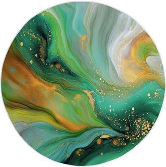 Generic Tapis Rond Abstrait pour Chambre à Coucher Salon Salle à Manger Cuisine, 150 cm Vert Microfibre Douce paillasson Circulaire, Texture Tourbillonnant Im