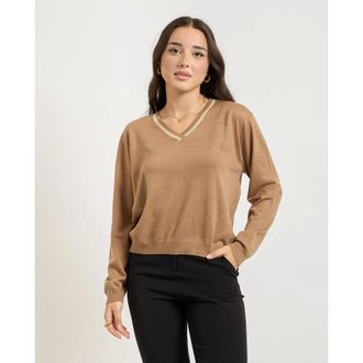 Yes-Zee YES Zee, Femme, Pulls, Brun, Taille: 38 FR V-neck Tricots