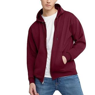 Hanes up, EcoSmart Fleece Full-Zip Hoodie for Men, Hooded Sweatshirt Sweat à Capuche, Opaque, Bordeaux, M (Lot de 100) Homme