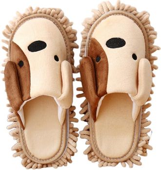Angoily 1 Paar Cartoon Hund Mopp Hausschuhe Mikrofaser Reinigen Abstauben Hausschuhe Abnehmbare Wischen Abstauben Schuhe Slipper f&uuml;r Office Home Zimmer