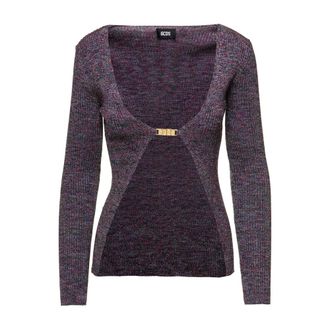 GCDS Graues Top mit Schwarzen Akzenten - - Knitwear - Damen - Grau - M