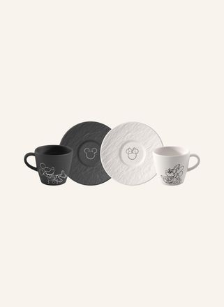 Villeroy & Boch Espressotasse Mit Untertasse, 4-Teilig Manufacture Rock - Mickey Mouse schwarz