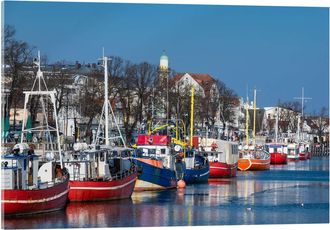 Posterlounge Fischkutter am Alten Strom in Warnemünde Acrylglasbild von Rico Ködder 90 x 60 cm Wandbilder Wanddeko