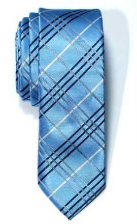 Retreez Cravate Fine Slim Tartan Plaid Check Tiss&eacute;e en Microfibres de bleu