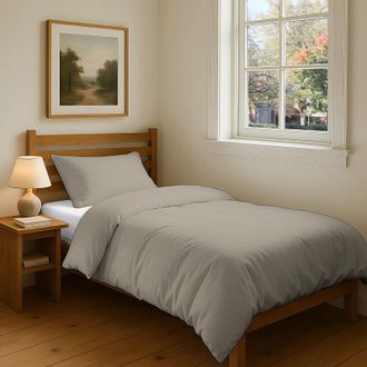 Pizuna Bettw&auml;sche 155x200 Baumwolle Einfach Taupe, 400 Fadenzahl 100% Langstapelige Baumwolle weiche Satinbindung, Bettbezug 155x200 cm mit Knopfverschluss u