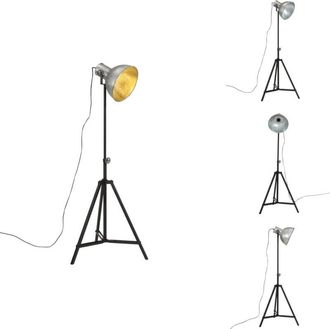 vidaXL Stehleuchte 25 w Vintage-Silber 61x61x90/150 cm E27 - Industrielampen - Stehlampe - Wohnzimmerstil - Büroleuchte - Vintage Stil