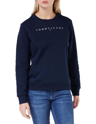 Tommy Jeans Damen Sweatshirt Regular Fit Crew Neck Rundhalsausschnitt, Blau (Dark Night Navy), XXS
