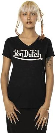 Von Dutch Tee Shirt Femme Classic, T-Shirt Femme Regular fit, Col V & Manches Courtes, Noir Taille XS