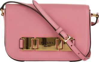 Prada Hobo Bags - Glace Calf Studded Etiquette Crossbody - Gr. unisize - in Gold - f&uuml;r Damen