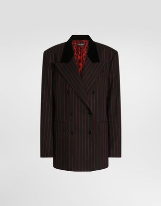 Dolce & Gabbana Doppelreihiger Blazer Aus Nadelstreifenwolle - Frau Blazer Multicolor 44