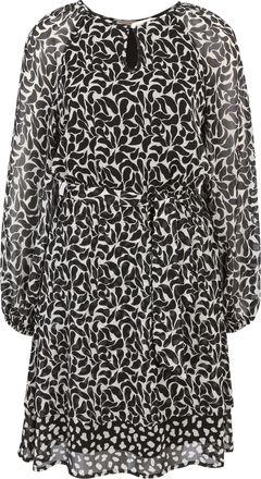 Cartoon Damen Chiffonkleid mit Muster 42, Schwarz/Weiß