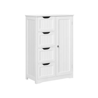 Yaheetech Yaheetech - Meuble Salle de Bain Rangement, Armoire avec 4 Tiroirs/1 Porte/Etagère Réglable, pour Salon/Cuisine/Chambre/Toilette 56 x 30 x 82 cm/Gris