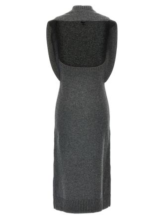 Courr&egrave;ges Womens Gray Wool Midi Dress