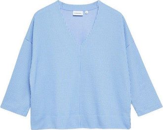 Comma 3/4 Arm-Pullover Sweatshirt Leichtes Streifenshirt mit Struktur