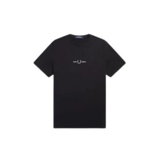 Fred Perry Grafisches Besticktes Baumwoll-T-Shirt - - Tops - Herren - Schwarzk - S