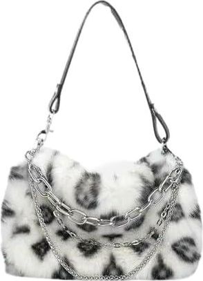 Generic NYSBH Sac &agrave; bandouli&egrave;re pour femme Motif l&eacute;opard Automne Hiver Cha&icirc;ne Sac &agrave; main pour femme Imprim&eacute; l&eacute;opard Sac &agrave; main moelleux avec poign&eacute;e sup&eacute;rieur
