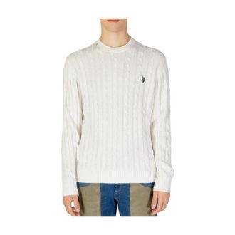 U.S.Polo Association Baumwoll-Kaschmir-Zopfmuster-Rundhalspullover - - Knitwear - Herren - Wei&szlig; - XL