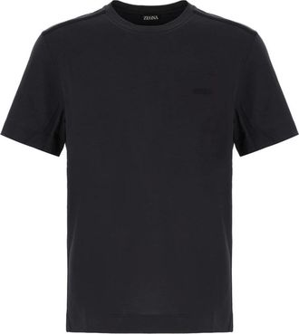 Ermenegildo Zegna Homme, Tops, Bleu, Taille: 2XL T-shirt &agrave; Logo Brod&eacute;