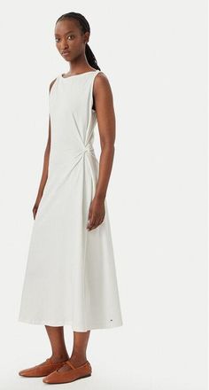 Tommy Hilfiger Kleid f&uuml;r den Alltag WW0WW50041 Creme Regular Fit
