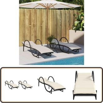 vidaXL Vidaxl - Sonnenliegen 2 Stk. mit Auflagen Schwarz Poly Rattan - Sonnenliegen - Gartenmöbel - Lounge Chair - Outdoor Furniture - Poolside Lounger