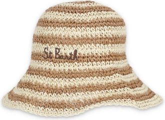 Saint Barth Femme, Accessoires, Brun, Taille: ONE Size Chapeau de paille marron avec broderie logo