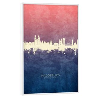 artboxONE Poster mit weißem Rahmen 45x30 cm Städte Magdeburg Germany Skyline BlueRose - Bild magdeburg