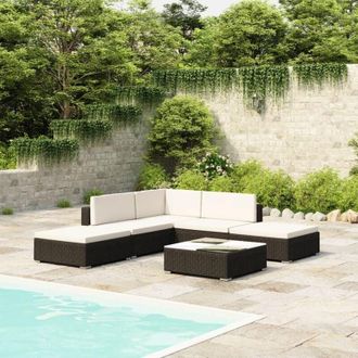 vidaXL Vidaxl - Salon de jardin avec coussins 6 pcs résine tressée noir