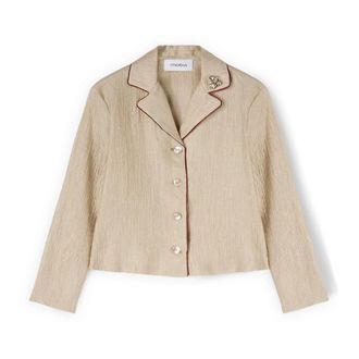Motivi Cr&ecirc;pe-Shirt mit Schmuckapplikation - - Blouses & Shirts - Damen - Beige - L