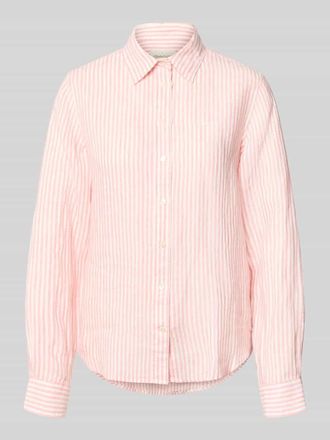 GANT Regular Fit Leinenbluse mit Hemdblusenkragen und Label-Stitching