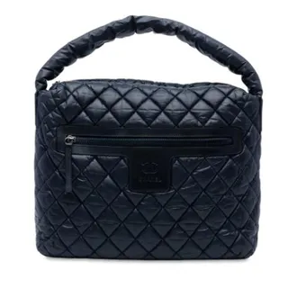 Chanel unisex, Pre-owned, Bleu, Taille: ONE Size Pre-owned Sac bandouli&egrave;re matelass&eacute; vintage en nylon