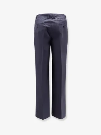 Dunst Mens Pleated Chino Slacks Trousers Blue Cotton