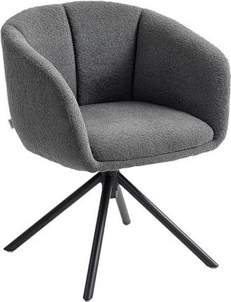 HOMCOM Sessel Wohnzimmer drehbar Loungesessel Relaxsessel mit Metallbeine Lesesessel mit Leinenoptik, Polstersessel f&uuml;r Schlafzimmer Dunkelgrau