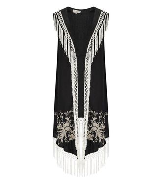 Pahiesa KIMONO NOIR &Agrave; FRANGES PAHIESA FORMENTERA