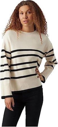 Vero Moda Vero Moda Femme Vmsaba Ls O-Neck Stripe Pullover GA Noos Sweater, Birch, M EU