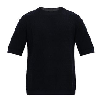 Emporio Armani Pullover mit Chevron-Jacquard-Strick - - Knitwear - Herren - Blau - L