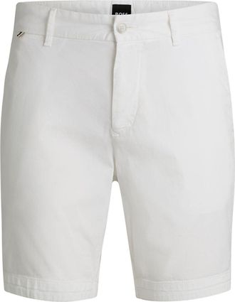 BOSS Herren H-Slice-Shorts1 Slim-Fit Shorts aus elastischem Baumwoll-Twill Wei&szlig; 52