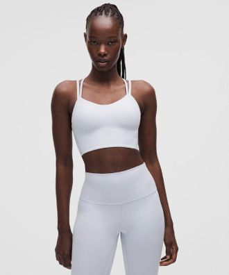 lululemon Like a Cloud Longline-BH Leichter Halt B/C Cups f&uuml;r Frauen - Gr&ouml;&szlig;e 10 in Starch Blue