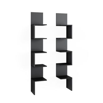 Vicco Eckregal Paolo, Bücherregal, Schwarz, 28 x 175.4 cm 2er Set