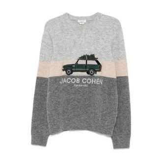 Jacob Cohen Pull col rond brod&eacute; voiture et arbre - Homme - Pulls - Multicolore - Taille: L