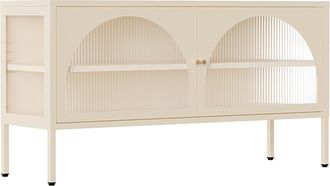 Oviala Moderner TV-Schrank, 2 Türen, Länge 115 cm, aus Metall, naturfarben