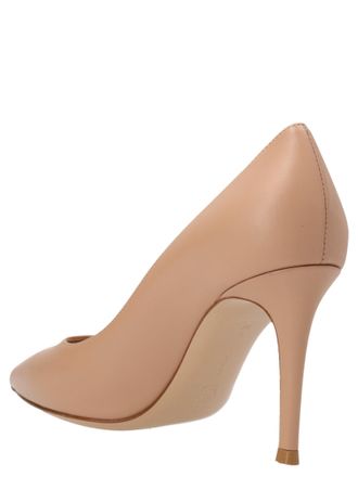 Gianvito Rossi Womens Calfskin Pointed-Toe Pump Beige Leather