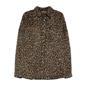 Palm Angels Homme, Vestes, Brun, Taille: M Overshirt Imprim&eacute; L&eacute;opard