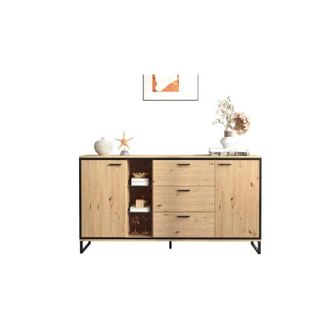 Liberte Buffet moderne avec compartiments de rangement, &eacute;l&eacute;gant et fonctionnel, en grain exquis noir et bois