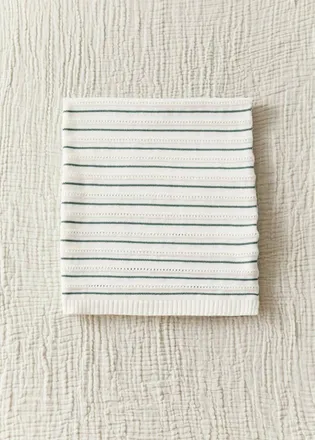 Mango Couverture enfant coton &agrave; rayures bleu p&eacute;trole - Home - 70X100cm - MANGO HOME